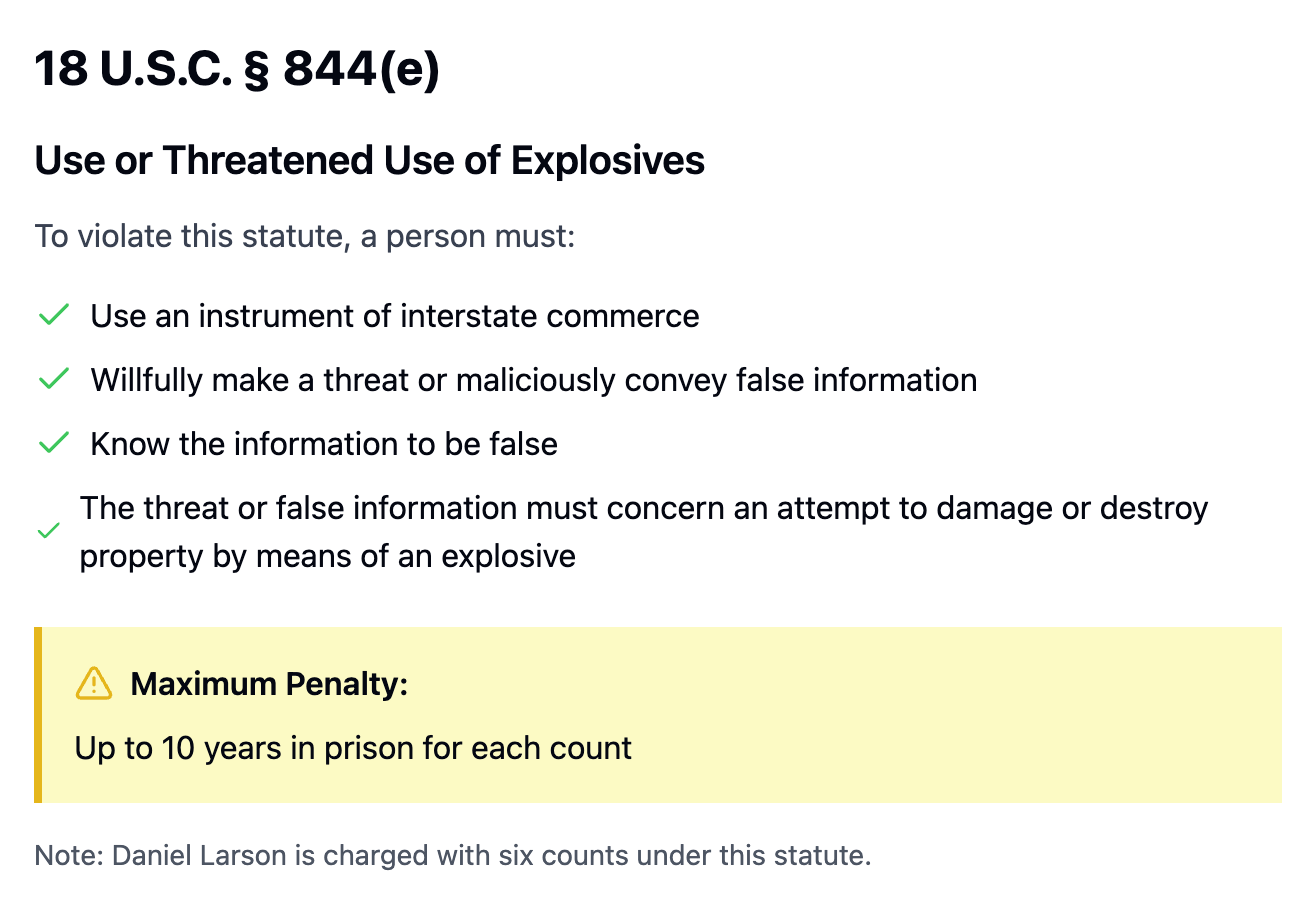 Colorado Man Daniel Larson Faces Federal Charges for Explosive Threats ...